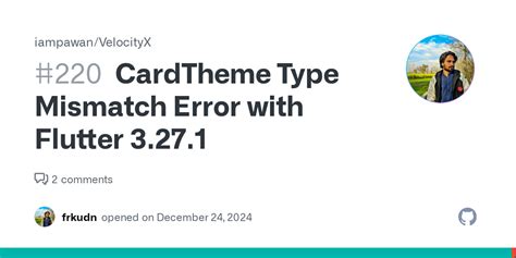 cardtheme type mismatch error with flutter 3 27 1 · issue 220