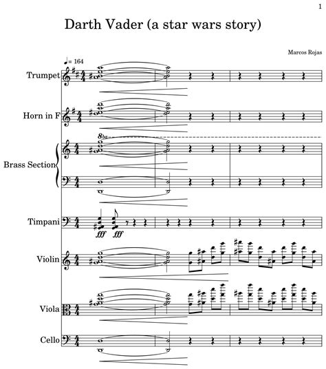 Darth Vader A Star Wars Story Sheet Music For Trumpet Horn In F Brass Section Timpani