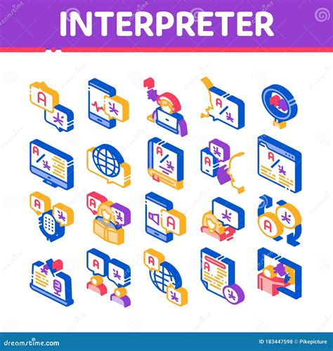 Interpreter Translator Isometric Icons Set Vector Stock Vector Illustration Of Concept