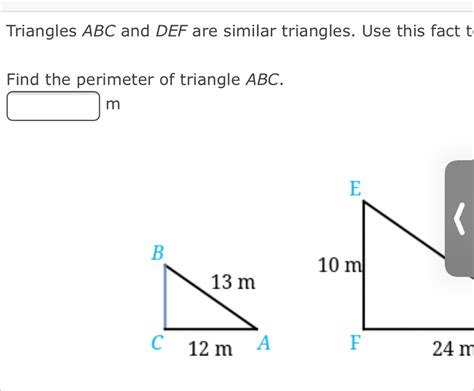 Solved Triangles Abc And Def Are Similar Triangles Use This Fact T Find The Perimeter Of