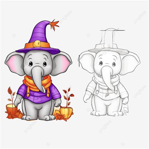 할로윈 의상을 사용하여 귀여운 코끼리와 함께 그림 어린이 게임 및 색칠 페이지를 복사하세요 추적하다 워크시트 키즈 워크시트 Png 일러스트 및 이미지 에 대한 무료