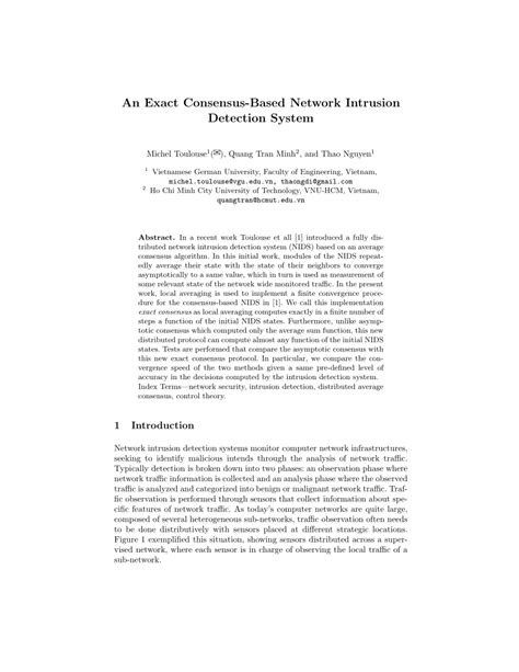 Pdf An Exact Consensus Based Network Intrusion Detection System