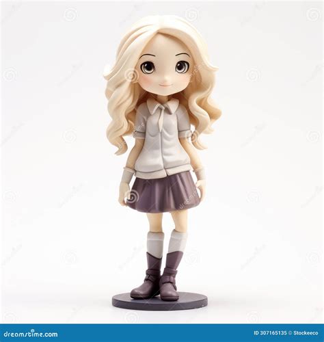Stylistic Manga Doll Figurine In School Uniform Stock Illustration Illustration Of Blonde