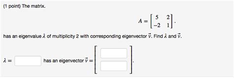Solved The Matrix A 5 2 2 1 Has An Eigenvalue Lambda