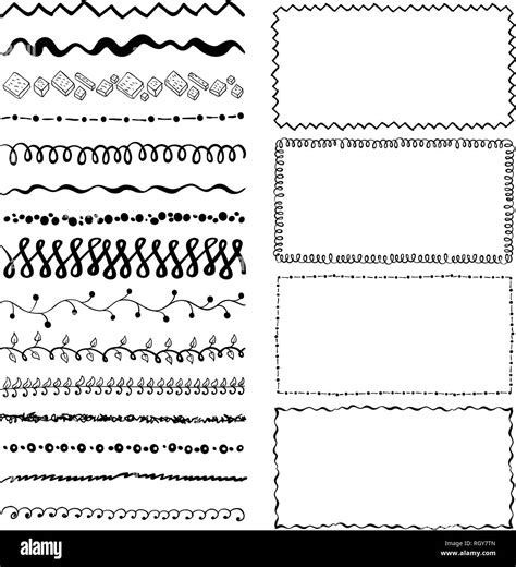 Set Of Hand Drawn Doodle Frames Sketch Borders Stock Vector Image And Art Alamy