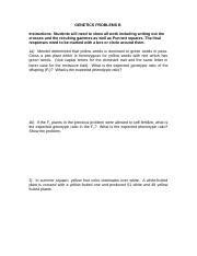 GENETICS PROBLEMS B Docx GENETICS PROBLEMS B Instructions Babes Will Need To Show All