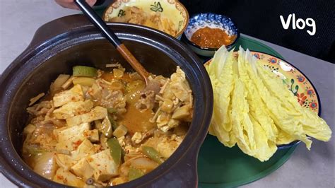 Eng 혼자서도 집밥 잘 챙겨 먹는 자취생 우삼겹된장찌개 알배추쌈 배추전 김치비빔국수 오징어무국 단무지무침 그릇 집밥 자취 요리 먹방브이로그 Youtube