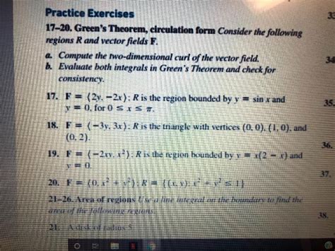 Solved Practice Exercises 1720 Green S Theorem Chegg