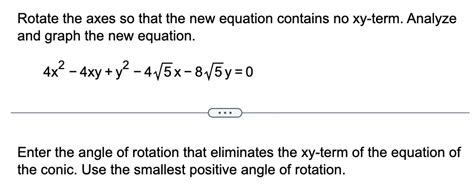 Enter The Angle Of Rotation That Eliminates The