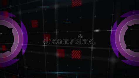 Animation Of Scopes Scanning And Data Processing Over Grid On Black Background Stock Video