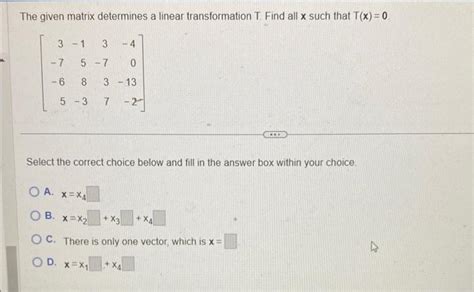 solved the given matrix determines a linear transformation