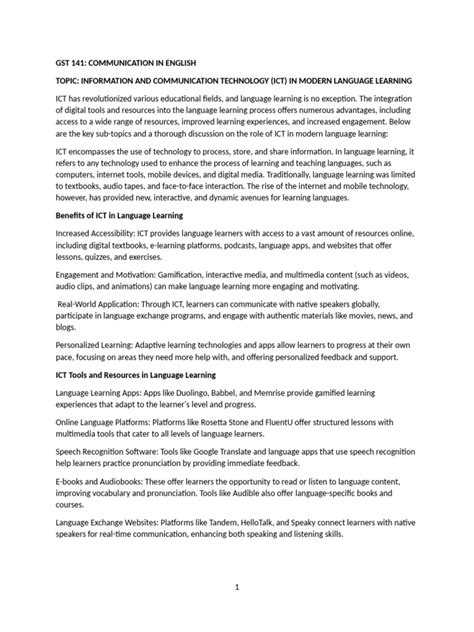 Ict Information And Communication Technology Pdf Educational Technology Learning