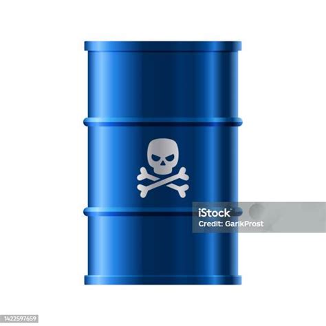 두개골과 뼈가있는 금속 파란색 배럴 기호 벡터 일러스트 레이 션 3차원 형태에 대한 스톡 벡터 아트 및 기타 이미지 3차원 형태 가솔린 갤런 Istock