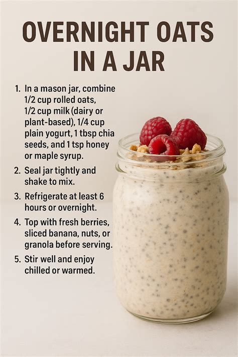 No Cook Breakfast Overnight Oats In A Jar Overnight Oats Protein