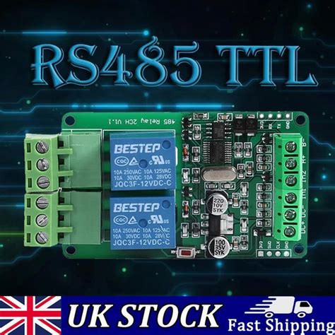 Rs485 Ttl Modbus Rtu Relay Switch Board 2 Way Optocouplers Isolate