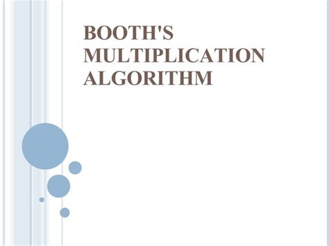 Booths Multiplication Algorithm Ppt