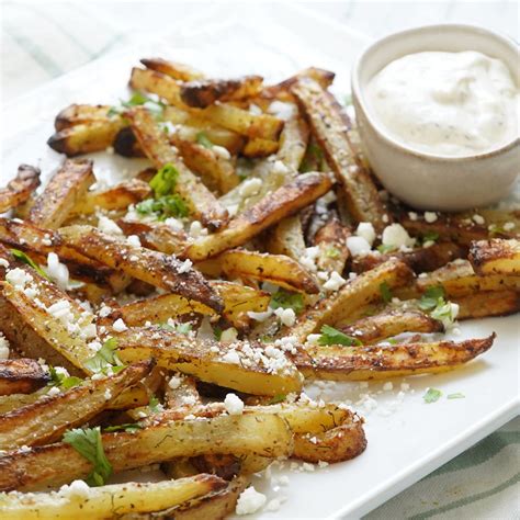Seasoned Greek Fries With Lemon Dill Sauce A Food Lovers Kitchen