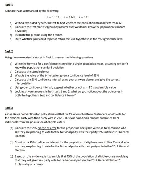Solved Task 1 A Dataset Was Summarised By The Following X