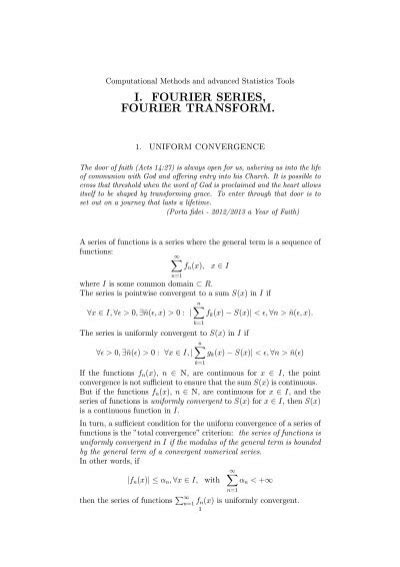 I Fourier Series Fourier Transform I Fourier Series Fourier Transform