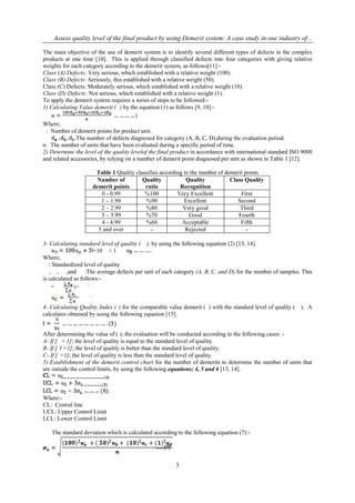 Assess Quality Level Of The Final Product By Using Demerit System A Case Study In One Industry