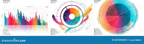 Data Visualization Charts Diagrams Vibrantly Illustration With White Background Stock