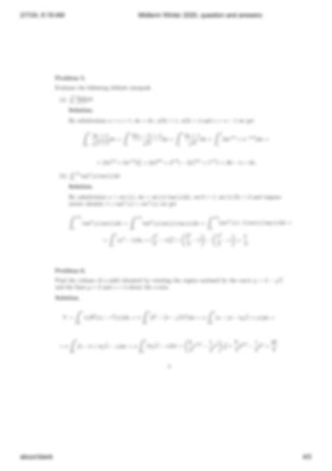 Solution Midterm Exam Math 205 Differential And Integral Calculus Ii Question And Answers