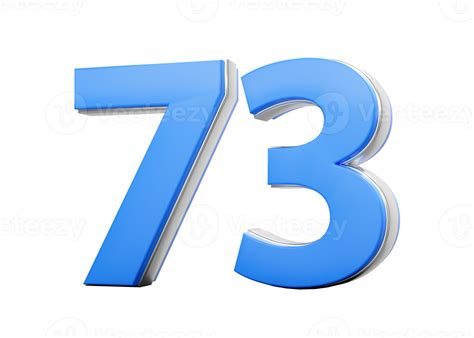 Blue 73 Digit Seventy Three Number With Sleek Metallic Gleam 3d