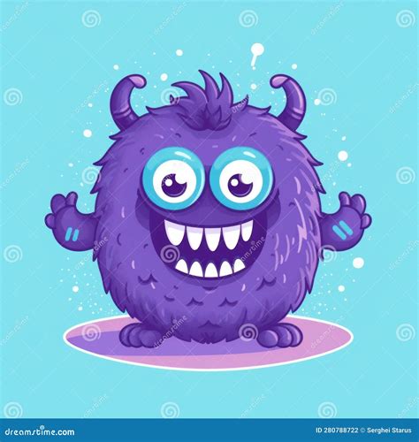 A Purple Monster With Blue Eyes And A Big Smile Generative Ai Image Stock Illustration