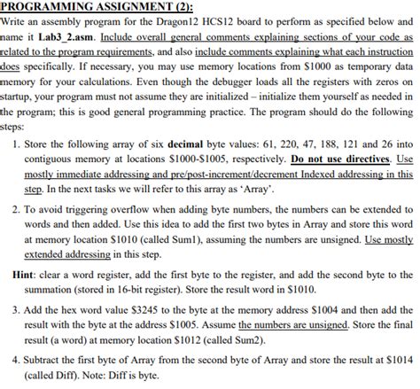 Programming Assignment 2 Write An Assembly Program