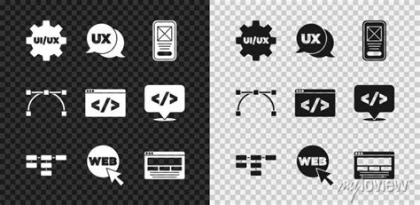 Set Ui Or Ux Design Site Map Web And Graphic Bezier Curve Wall Stickers Development Object