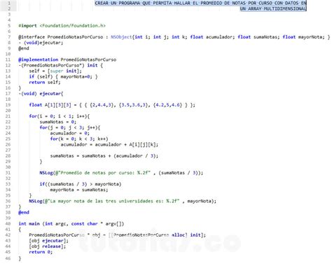 POO Arrays Objective C Promedio De Notas Por Curso Tutorias Co