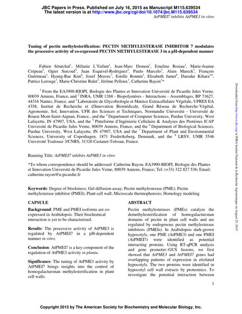 Pdf Tuning Of Pectin Methylesterification Pectin Methylesterase Inhibitor 7 Modulates The