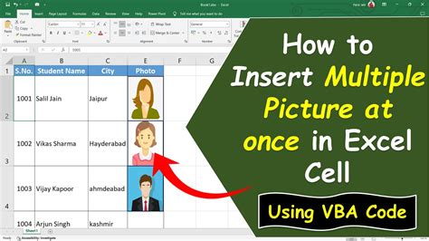 how to insert multiple pictures at once in excel and automatically size