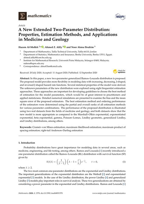 Pdf A New Extended Two Parameter Distribution Properties Estimation Methods And