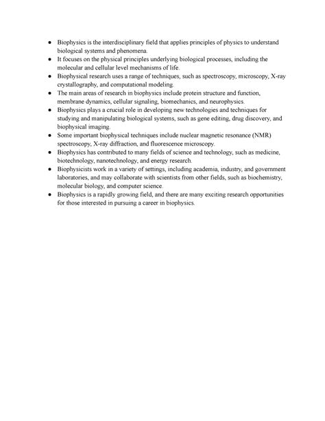 Bio Phys Notes Bio Phys Biophysics Is The Interdisciplinary Field That Applies Principles Of