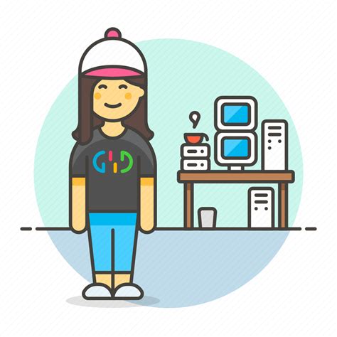 Computer Female Gamer Geek Home Nerd Pc Icon Download On Iconfinder