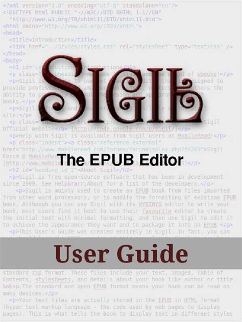 Sigil User Guide Pdfdrive Pdf Html Html Element