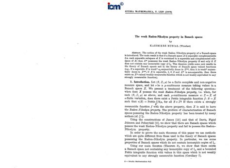 Pdf The Weak Radon Nikodym Property In Banach Spaces