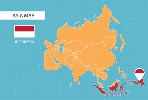 Indonesia Map In Asia Icons Showing Indonesia Location And Flags 15706213 Vector Art At Vecteezy