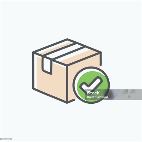 확인 표시가 있는 배달된 패키지 아이콘입니다 체크 표시가 있는 패키지를 묘사하는 단순하고 현대적인 아이콘으로 성공적인 배송 또는 완료를 상징합니다 고객에 대한 스톡 벡터
