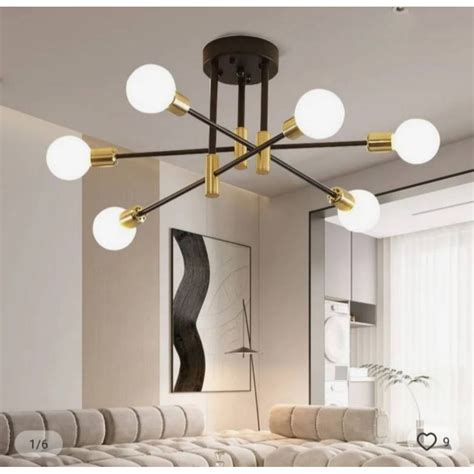 Lámpara Corela Negro Con Dorado 6 Luces I Oechsle Oechsle