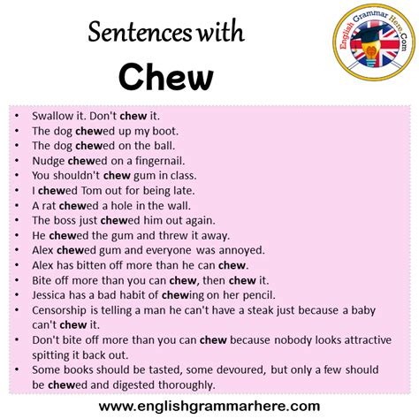 Sentences With Chew Chew In A Sentence In English Sentences For Chew English Grammar Here
