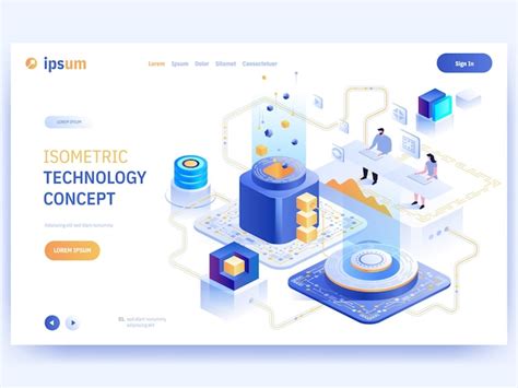 Premium Vector Vector Landing Page Of Isometric Technology Concept