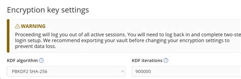 Recommended Encryption Key Settings R Bitwarden