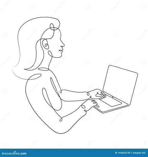 Programmer Girl At Work With A Laptop Information Technology Concept