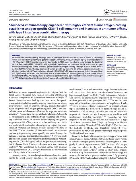 Pdf Salmonella Immunotherapy Engineered With Highly Efficient Tumor