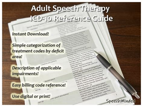 Adult Speech Therapy Icd 10 Reference Guide Etsy