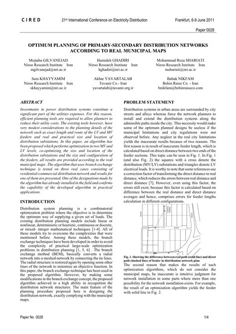 Pdf Optimum Planning Of Primary Secondary Distribution Networks