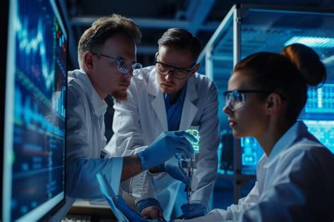 Premium Photo Futuristic Data Analysts Conducting Deep Learning Generative Ai