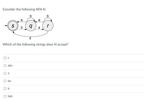 Solved Consider The Following Nfa N Which Of The Following